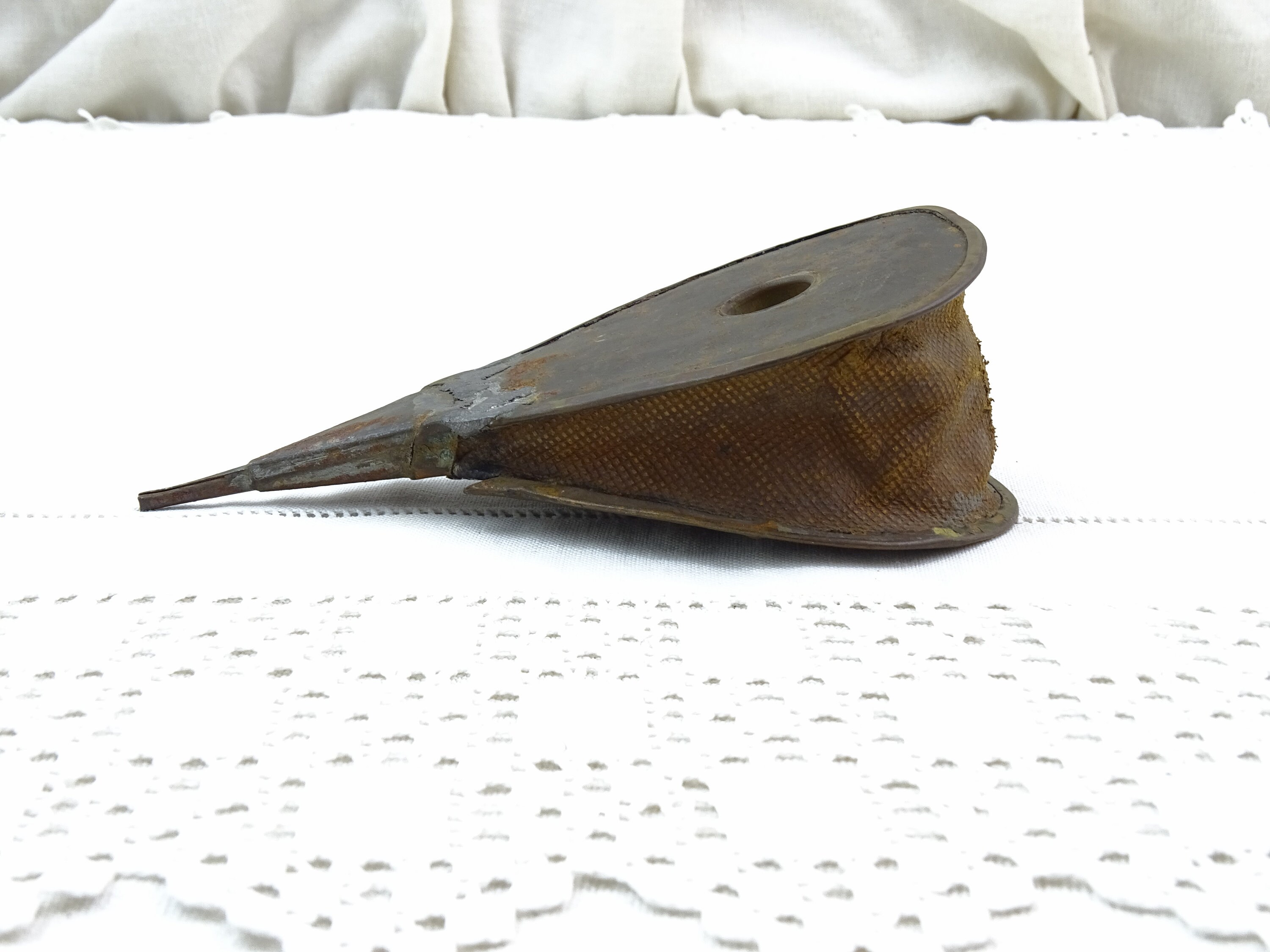 Small French 18th C Antique Metal Powder Bellows made by A Mismaque ...