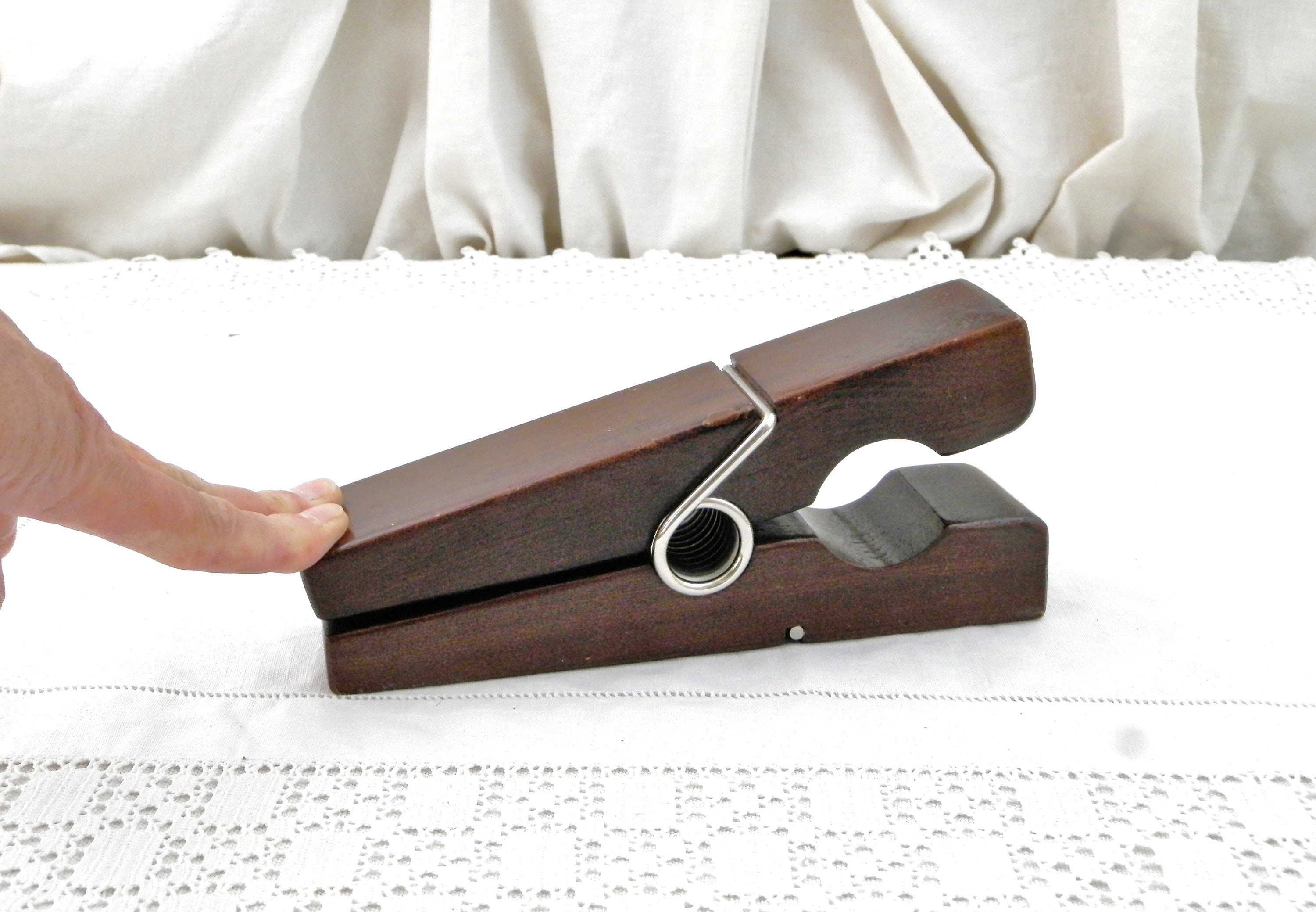 Extra Large Vintage Oak Wooden Clothes Peg, Retro French Wall Hanging ...