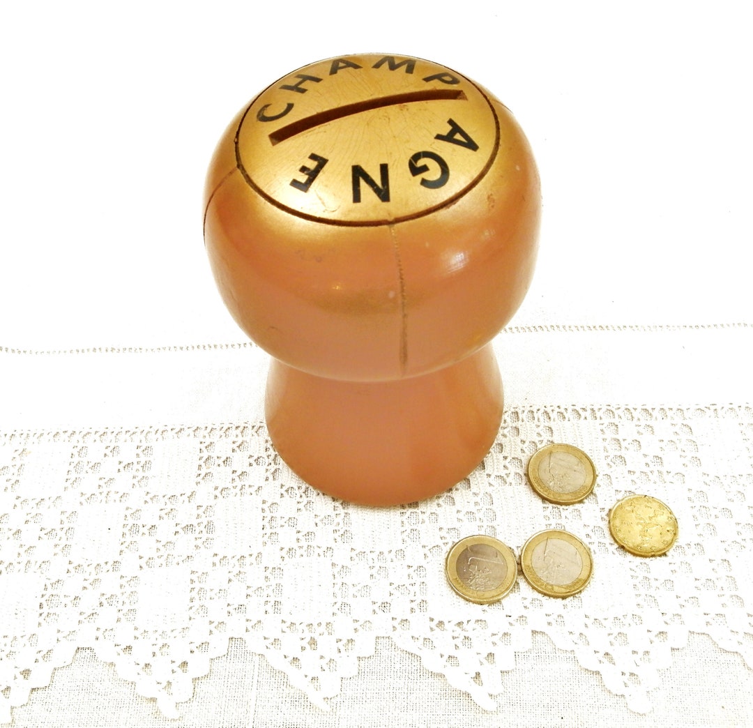 Vintage French Novelty Wooden Champagne Wine Cork Bank Safe With ...