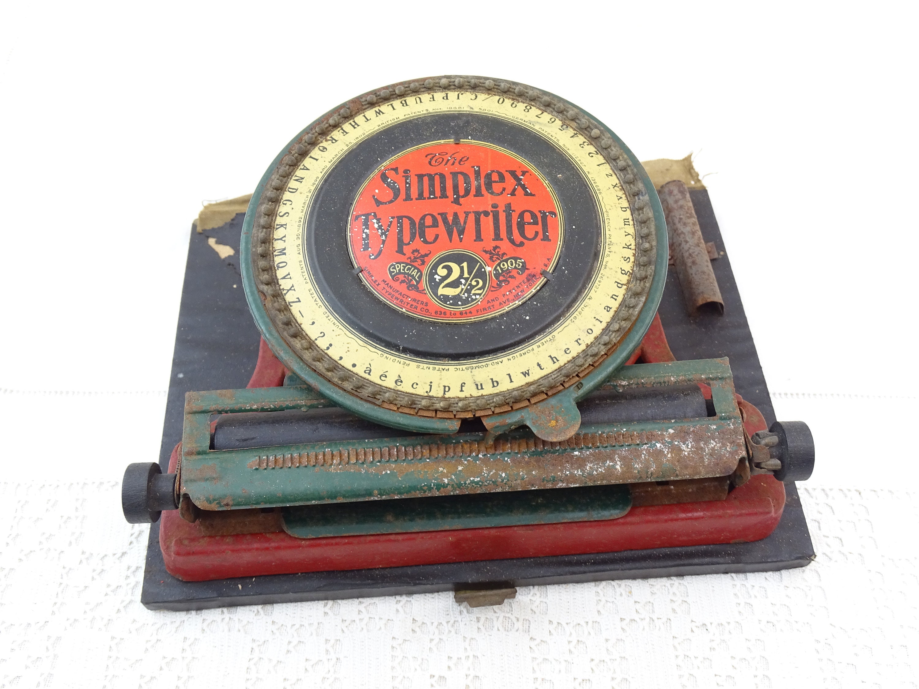 Antique Simplex Typewriter Special 2 1/2 1905 in Red and Green Metal ...