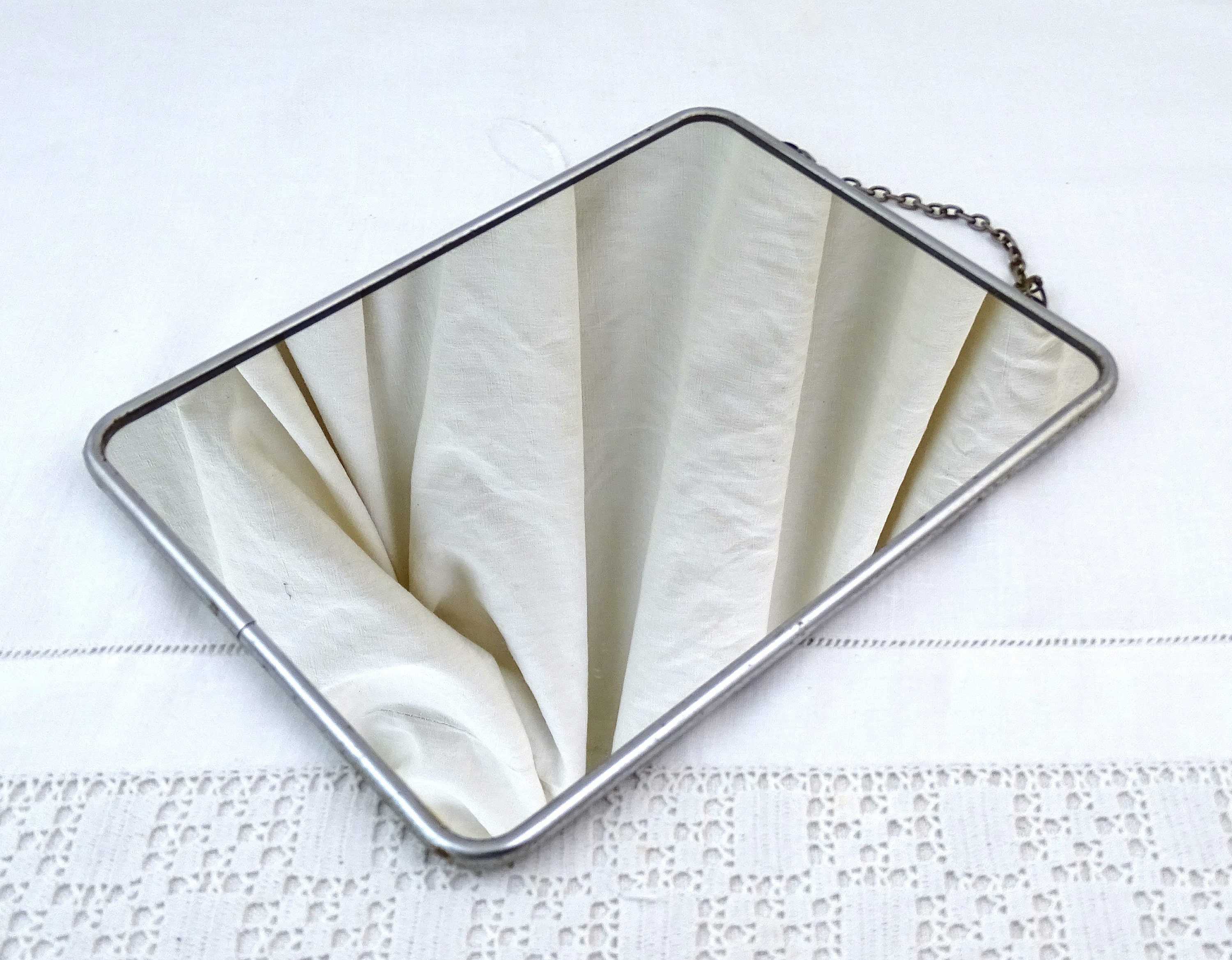 Vintage French 1950s Shaving Mirror with Wall Mounted Chain, Wall ...