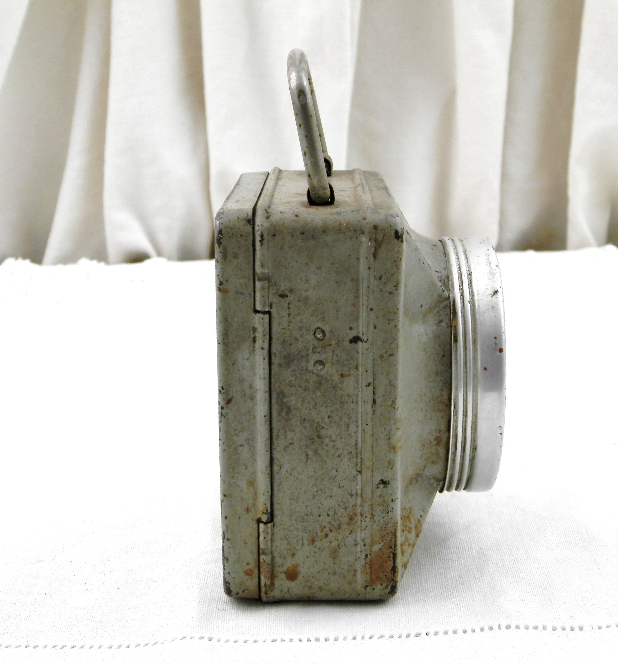 Vintage French Square Gray Metal Hand Held Flashlight By Wonder Model ...