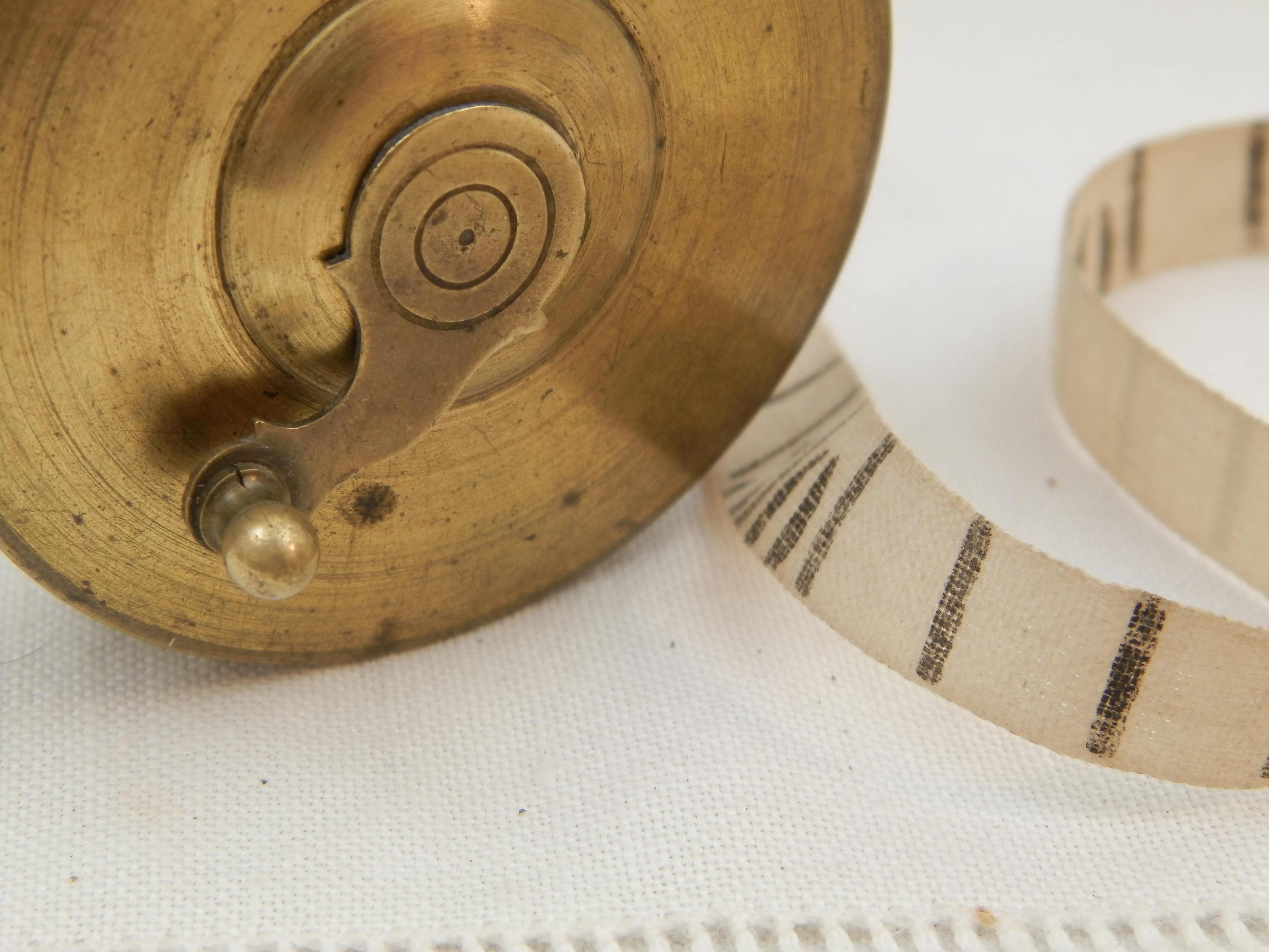 Antique 19 th French Century Brass 10 Meter Retractable Tape Measure ...