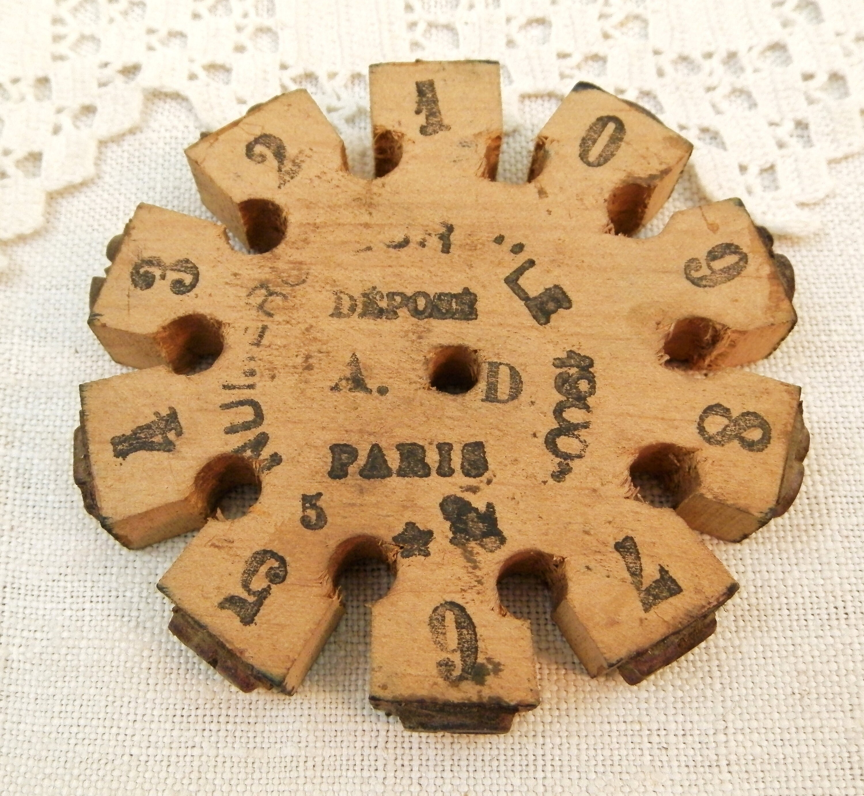 Antique French Number Printing Wheel made of Wood in Paris, Vintage ...