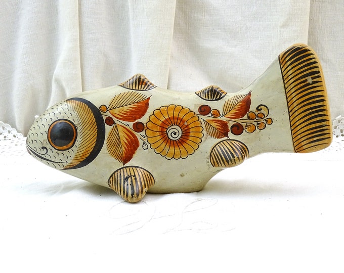 Vintage Tonala Mexican Pottery Canelo Large Fish, Retro Hand Painted ...