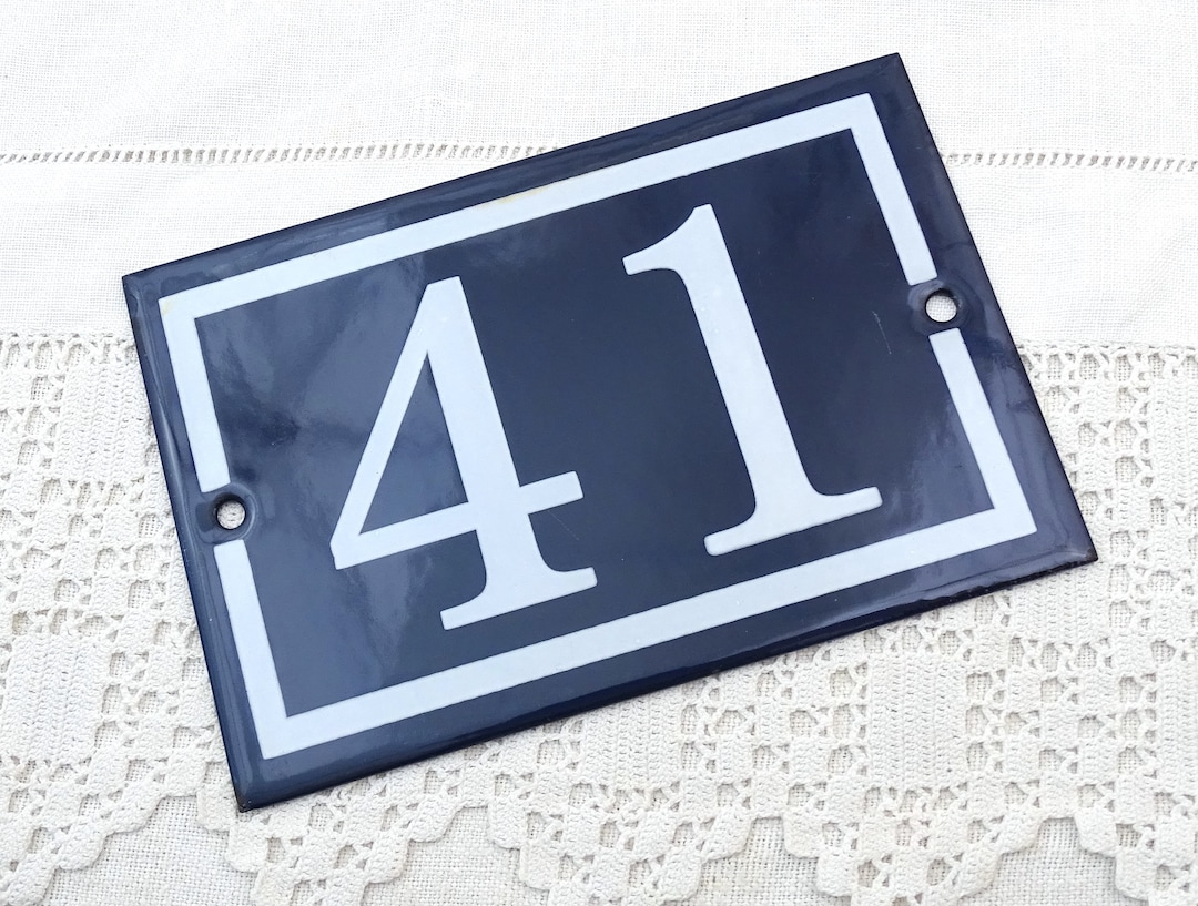 Vintage French Porcelain Enameled Metal House Sign in Blue and White ...