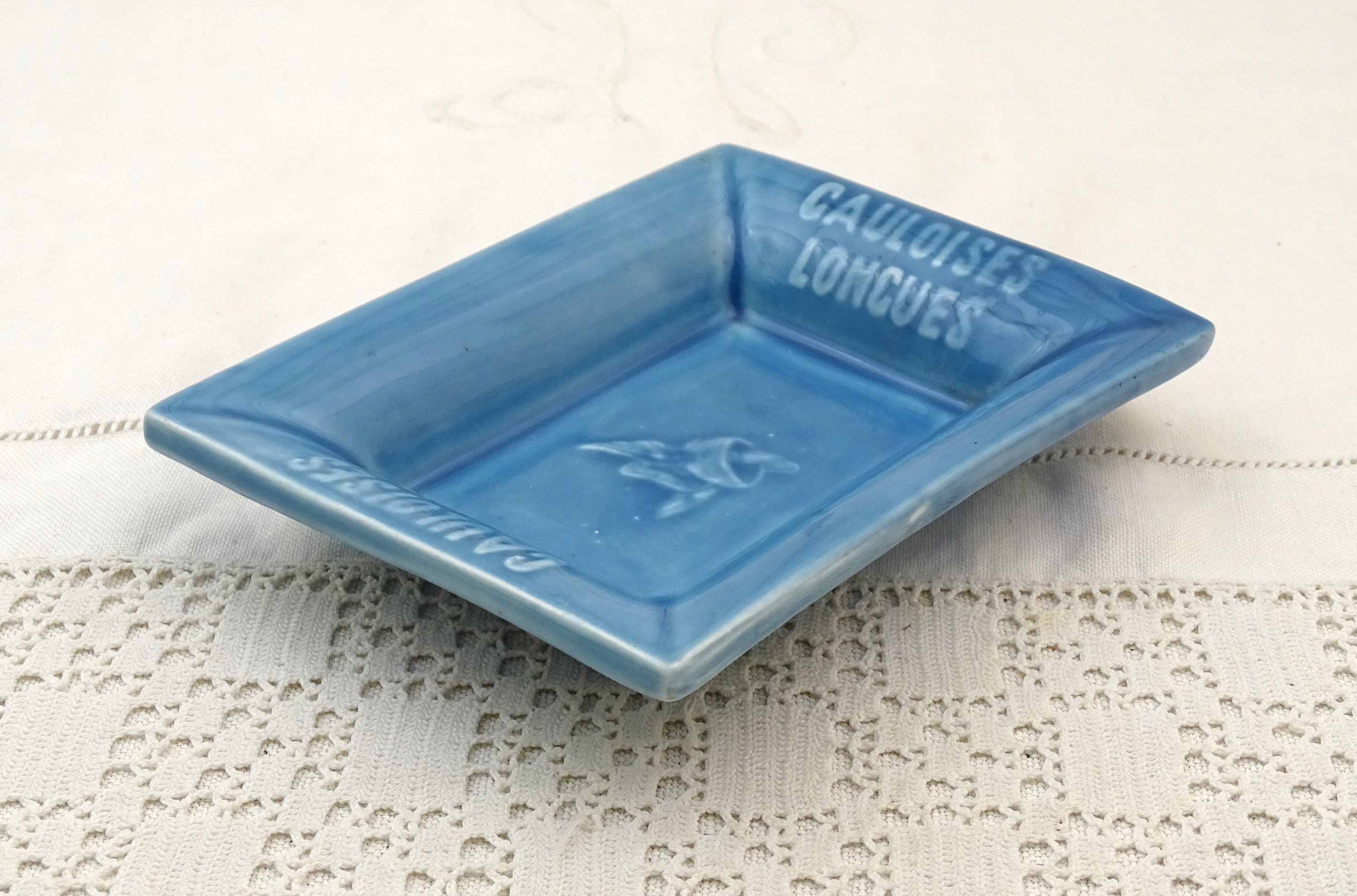 Vintage French 1960s Rectangular Gauloise Longues Pottery Ashtray in ...