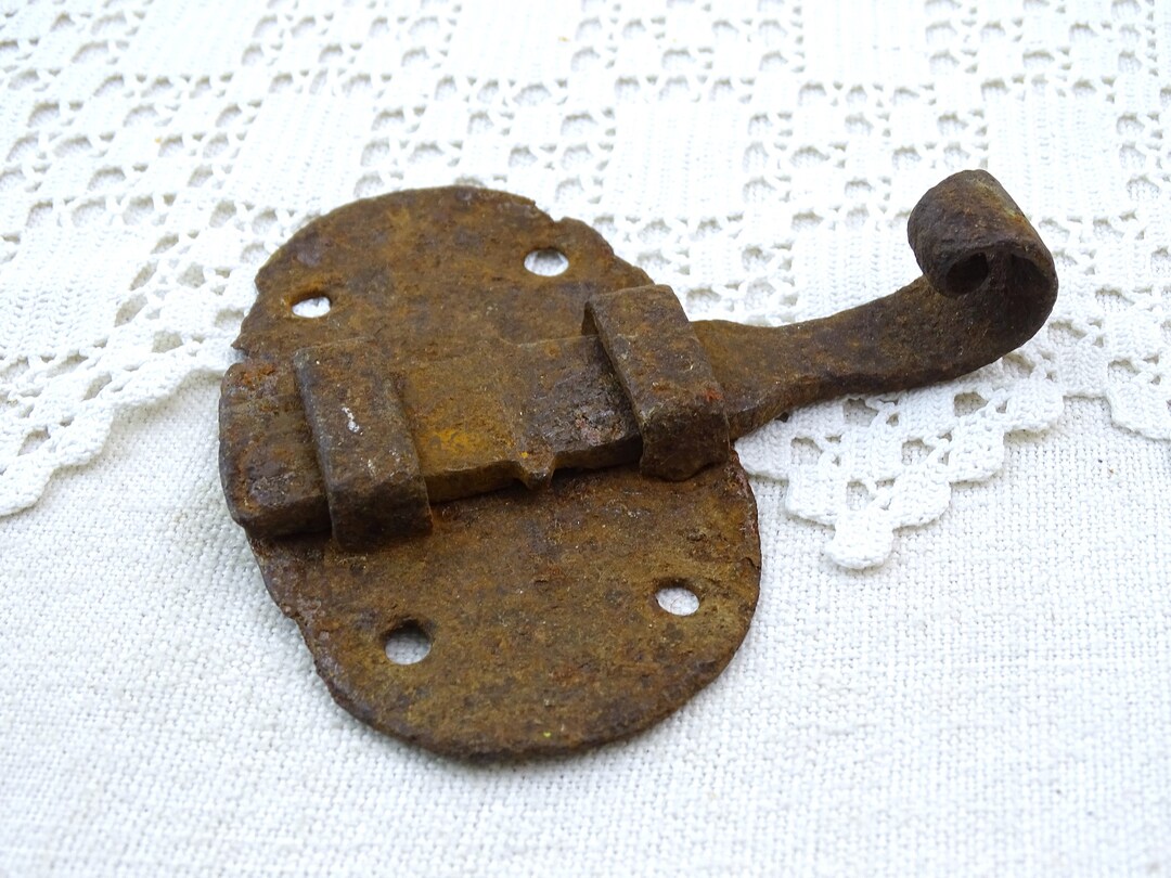 Antique French Hand Forged Rusty Small Door Catch, Vintage Country ...
