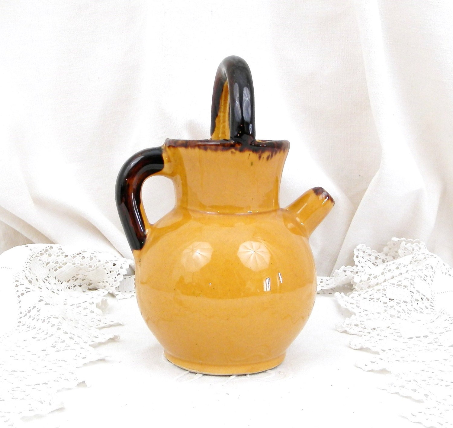 Vintage French Ceramic Farmhouse Water Pitcher / Jug / Mediterranean ...