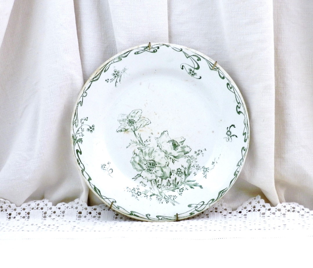 French Antique Ironware Ceramic Art Nouveau Plate by Creil Et Montereau ...