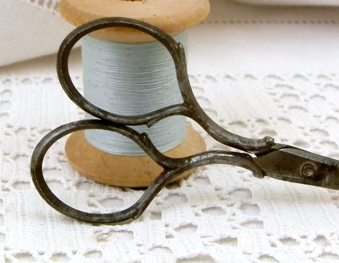 Small Antique French Decorative Embroidery Scissors / Sewing Sheers ...