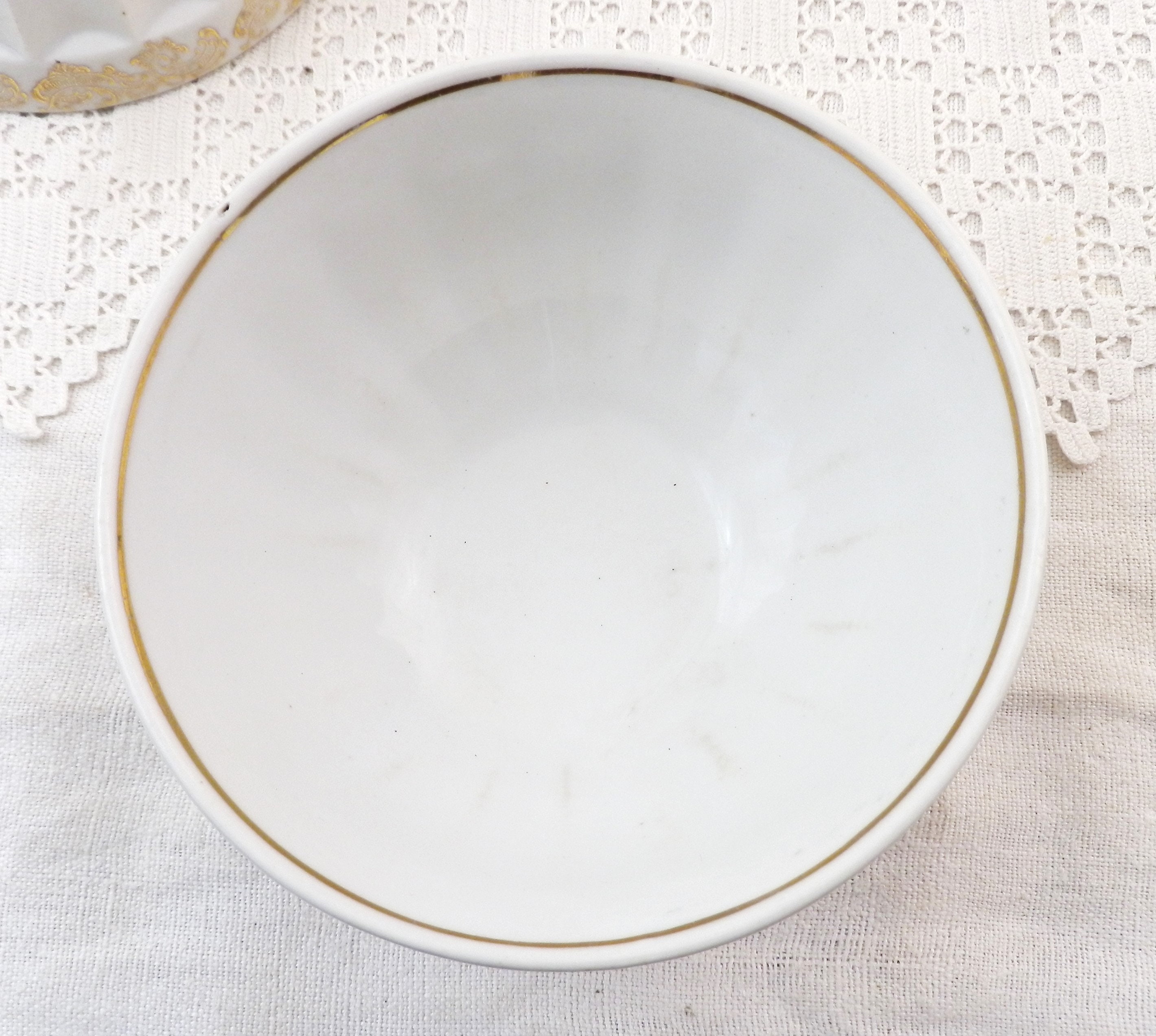 2 Vintage French White Porcelain China Coffee Bowls with flower Pattern ...