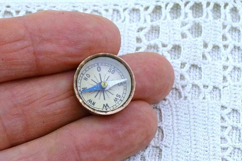 Tiny Miniature Vintage Working Compass Made of Copper With Glass, Small ...