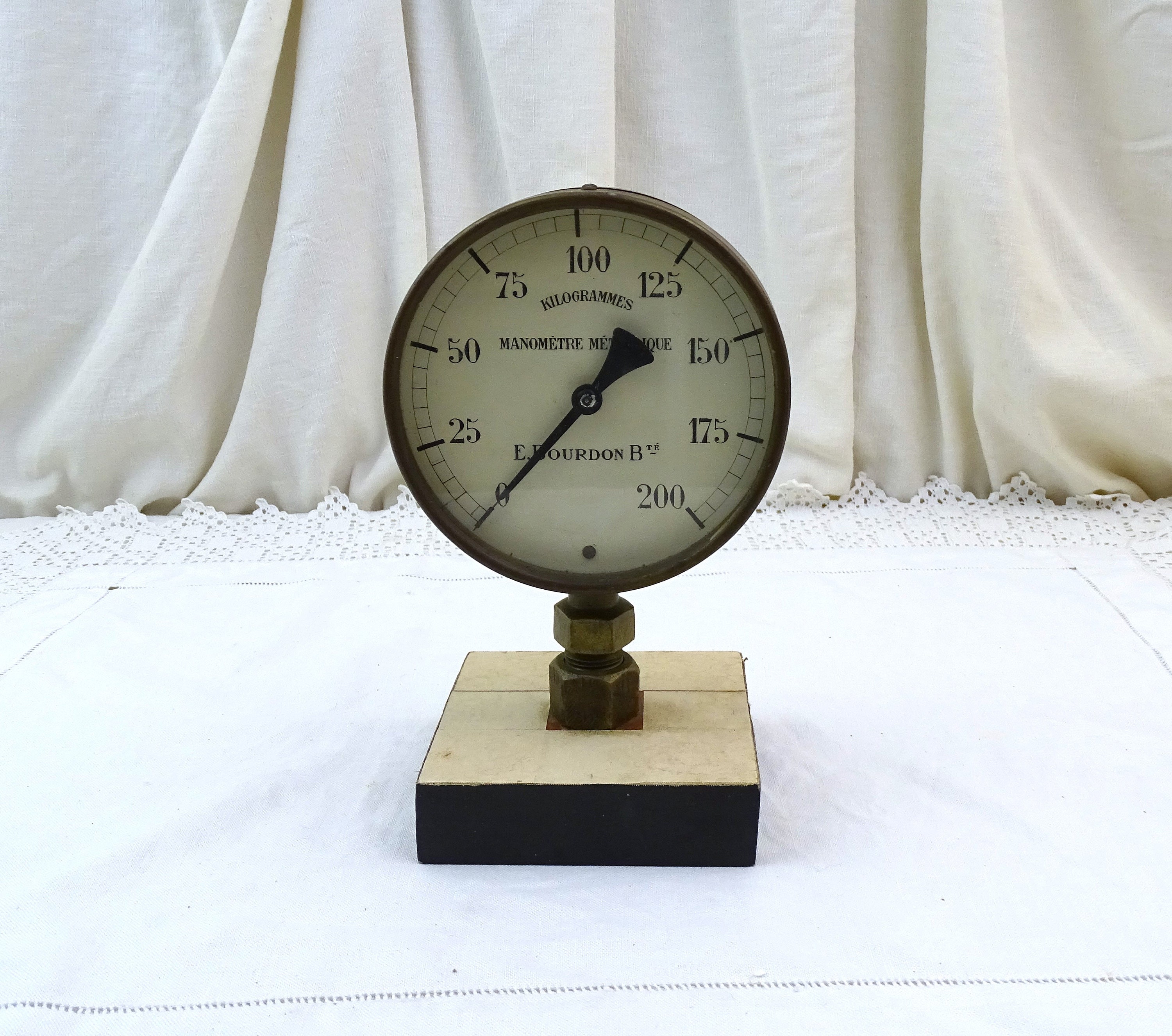 Large Antique French Manometer Dial with Transparent Backing in ...