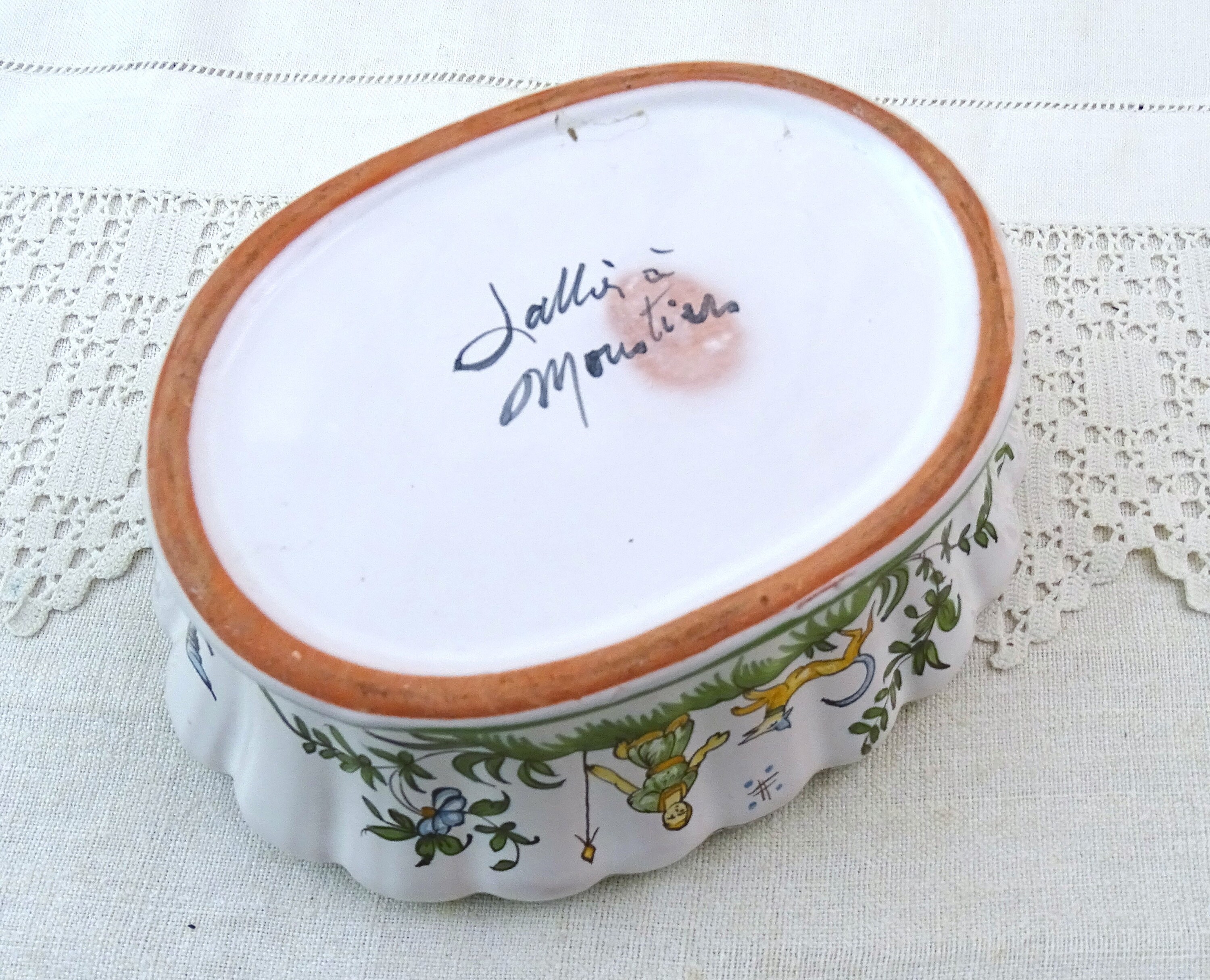 Vintage French Ceramic Flower Frog Vase by Moustier with Traditional ...