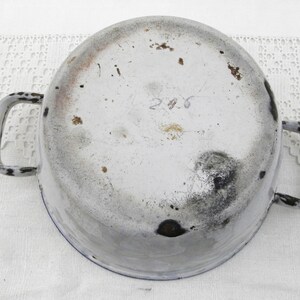 Small Antique French Chippy Blue and White Enamelware Lidded Bowl With ...