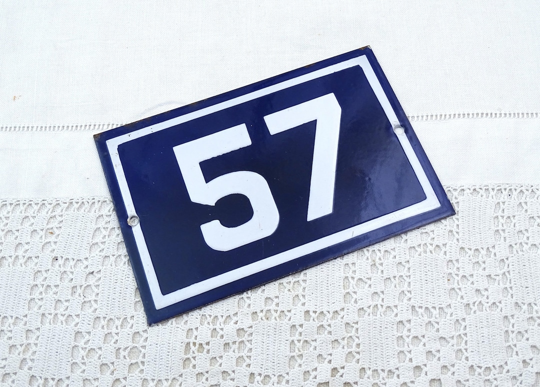 Vintage French Porcelain Enameled Metal House Sign in Blue and White ...