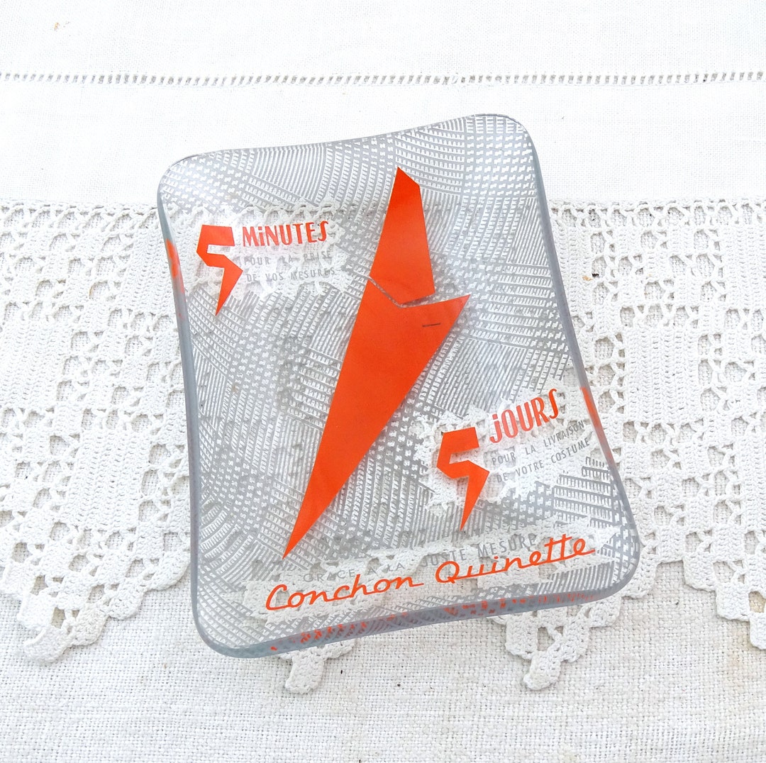 Vintage French Mid Century Glass Promotional Trinket Dish From - Etsy