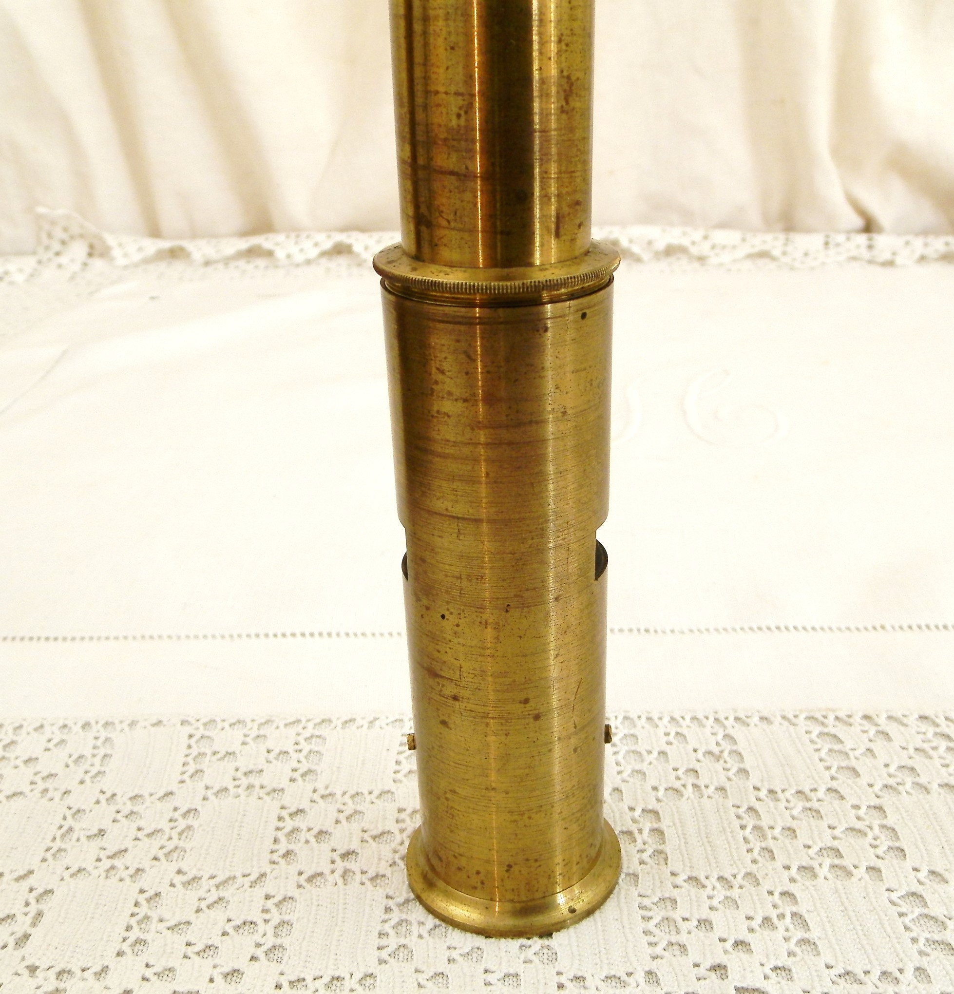 Antique 19th C Boxed Brass Field Microscope with Glass Slide, Victorian ...