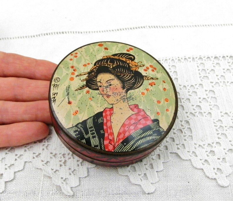 Rare Antique French Round Candy Tin Japonism Pattern | Etsy