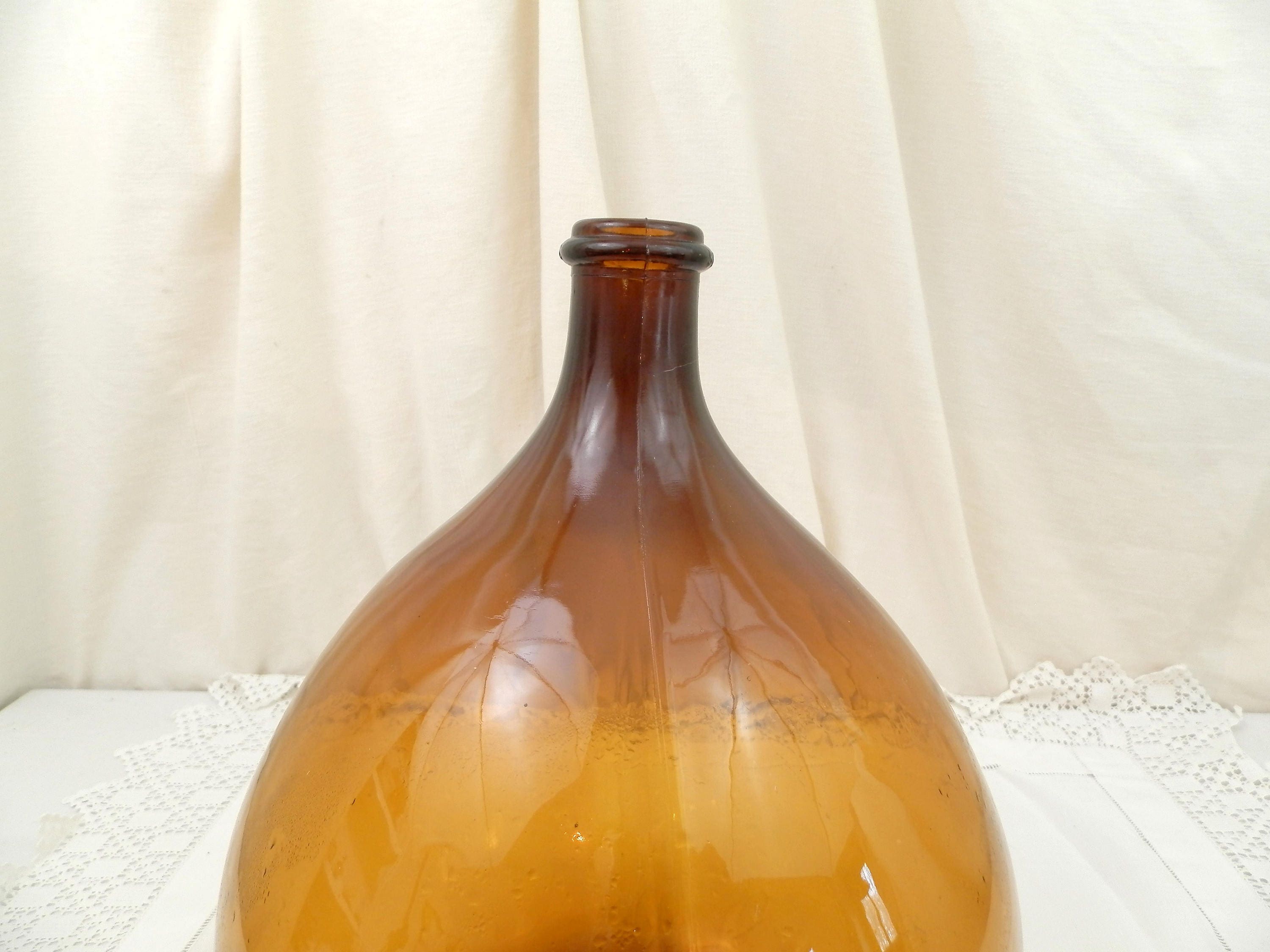 Vintage French Amber Glass Demijohn / Carboy 10 L / 2.6 Gallons, French ...