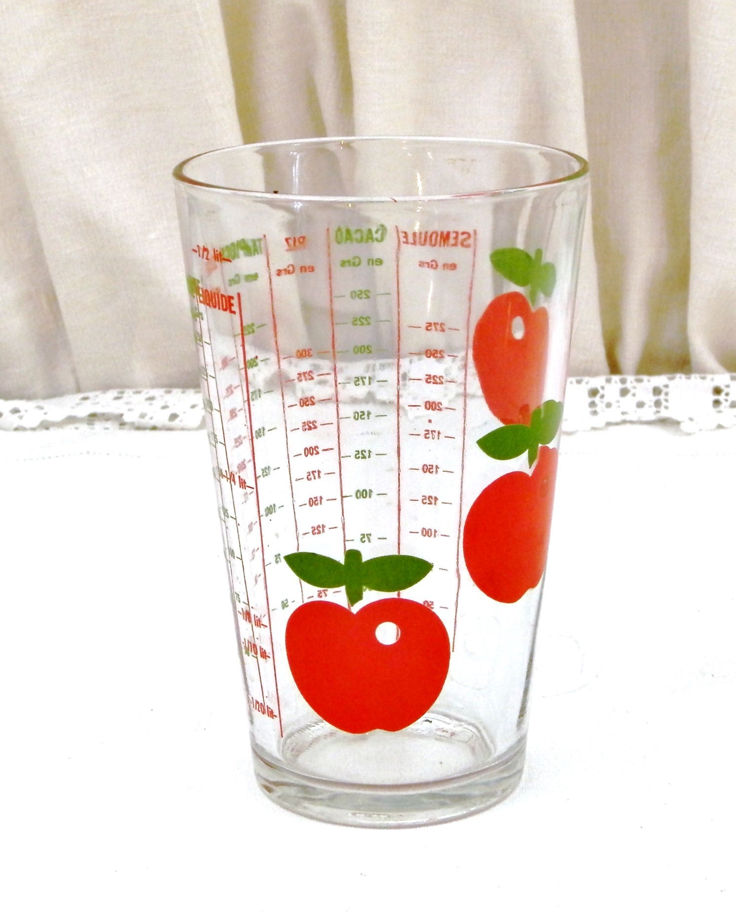 Vintage French Mid Century Henkel Kitchen Measuring Glass Cup with Red ...