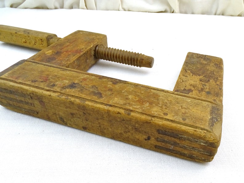 Large Antique French Wooden Clamp Vintage Woodworking Tool - Etsy