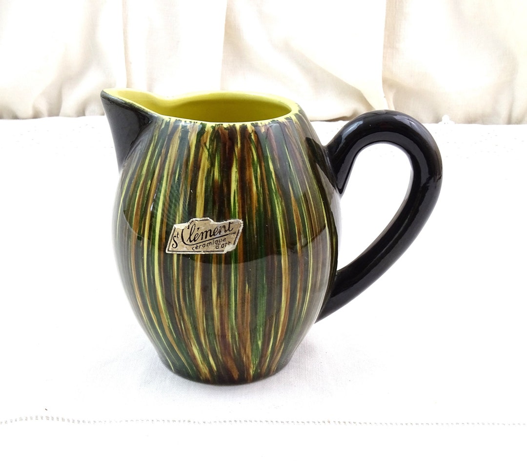 French Vintage Mid Century 1950s Hand Painted Ceramic Pitcher / Jug by ...