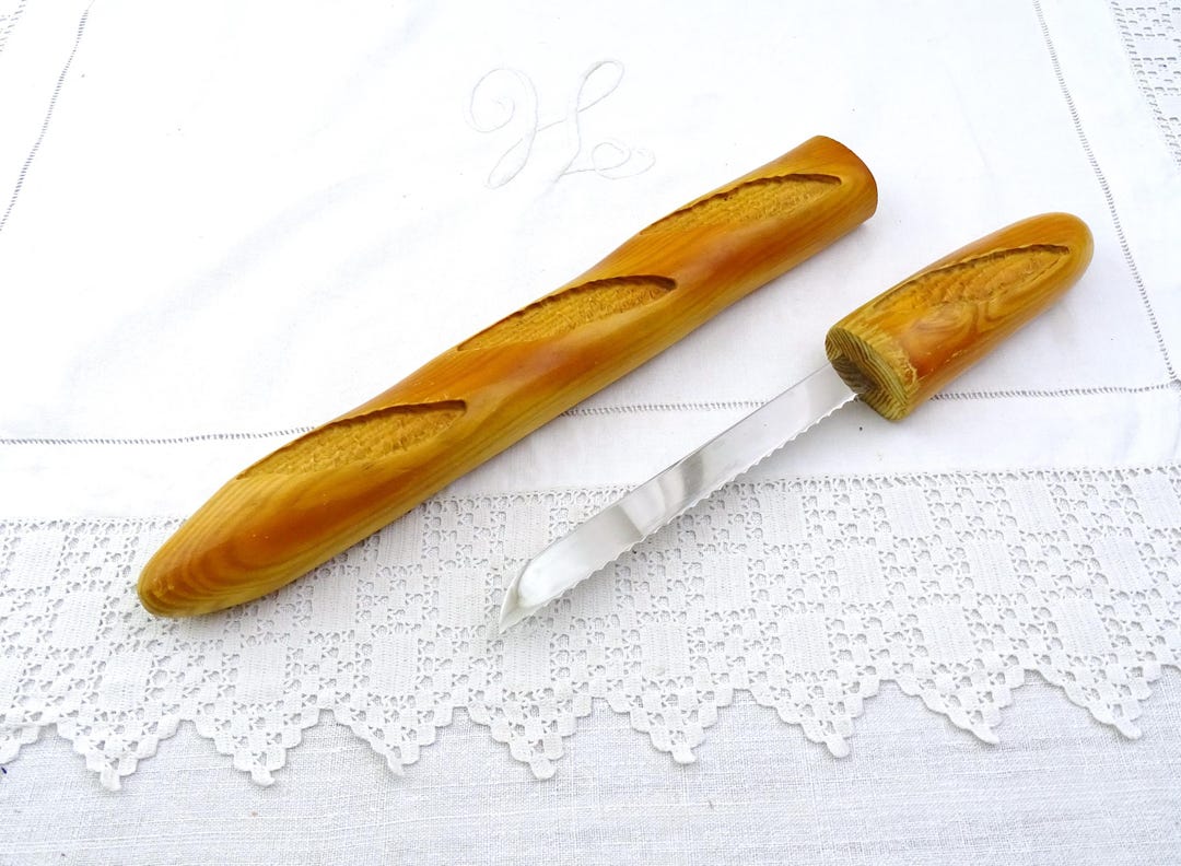 Vintage French Novelty Wooden Bread Knife Shaped as a Baguette, Retro ...