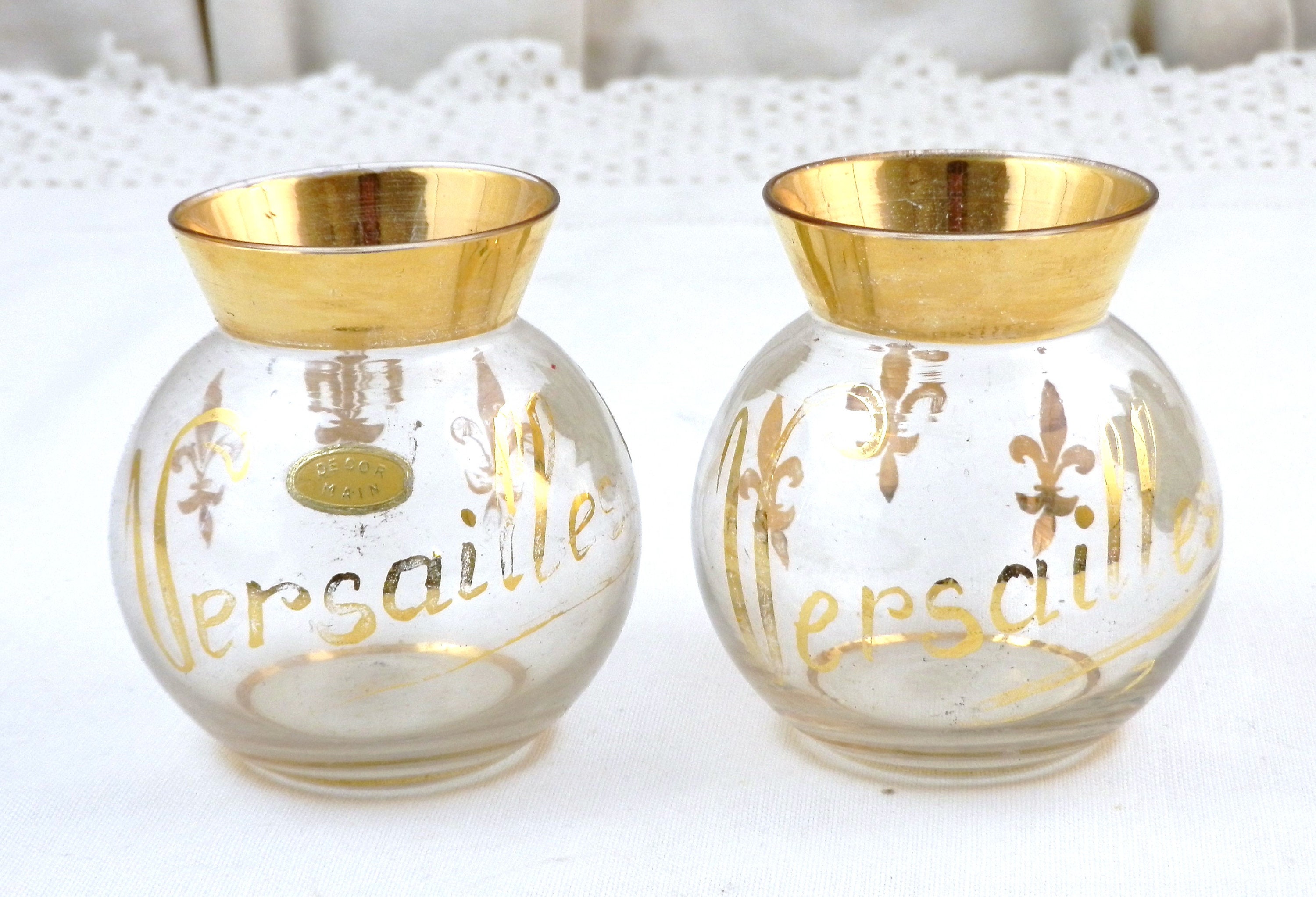 RESERVED FOR SHERRI 2 Small Matching Pair French Vintage Round Clear ...