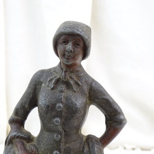 Antique French Metal Sculpture of Fisherwoman, Vintage Statue Figurine ...
