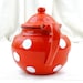 Small Vintage Chippy Red and White Polka Dot Enamelware Tea Pot, Bright ...