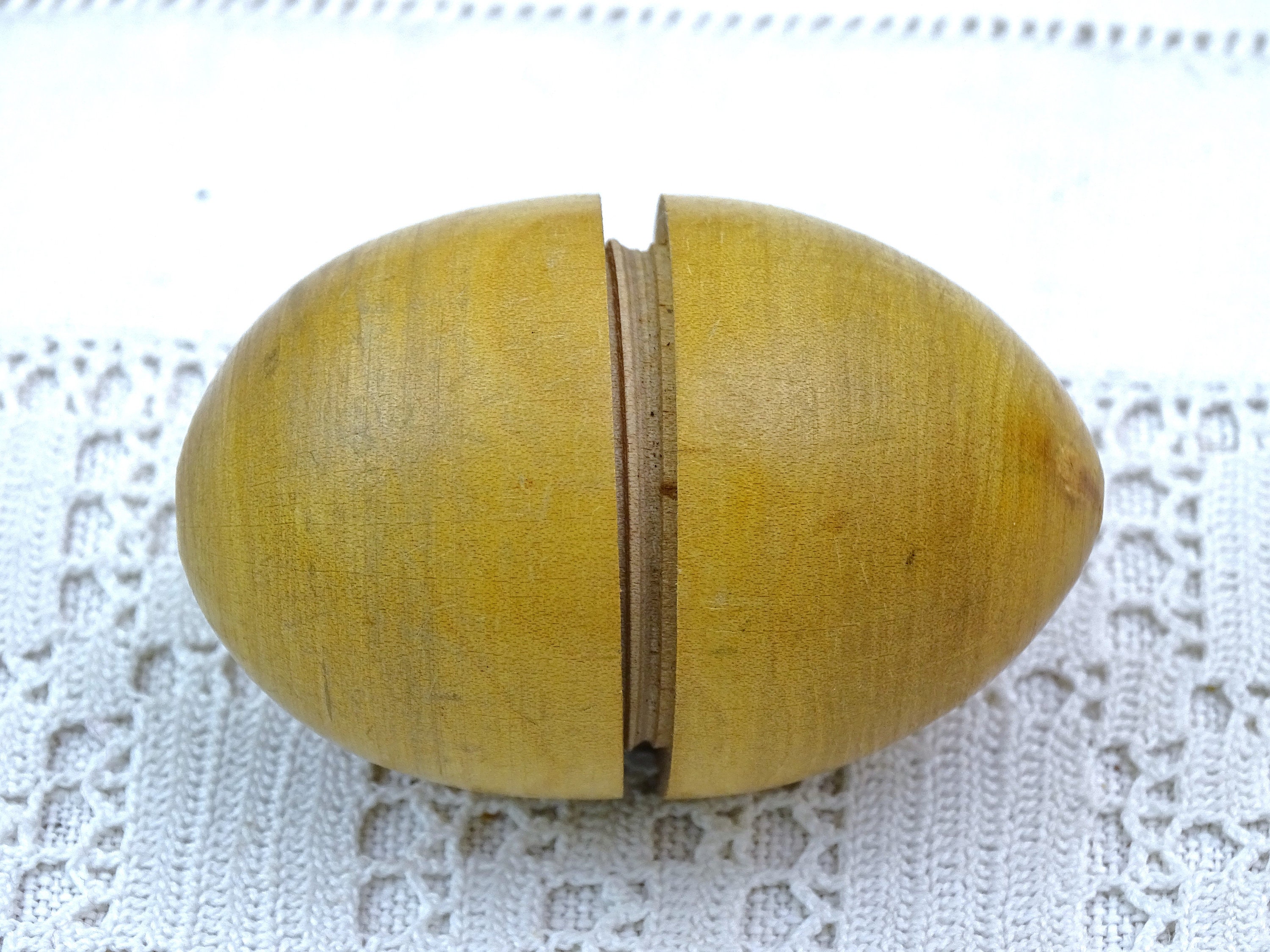 Antique French Turned Wooden Egg Shaped Treen Box, Vintage Victorian ...