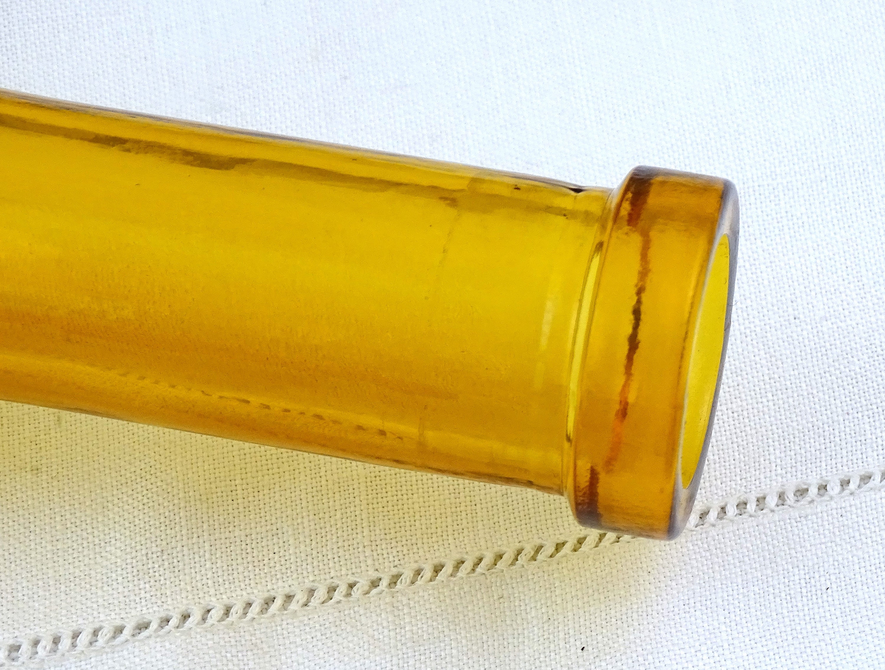 Vintage French Long Amber Glass Rolling Pin with Cork Stopper, Retro ...