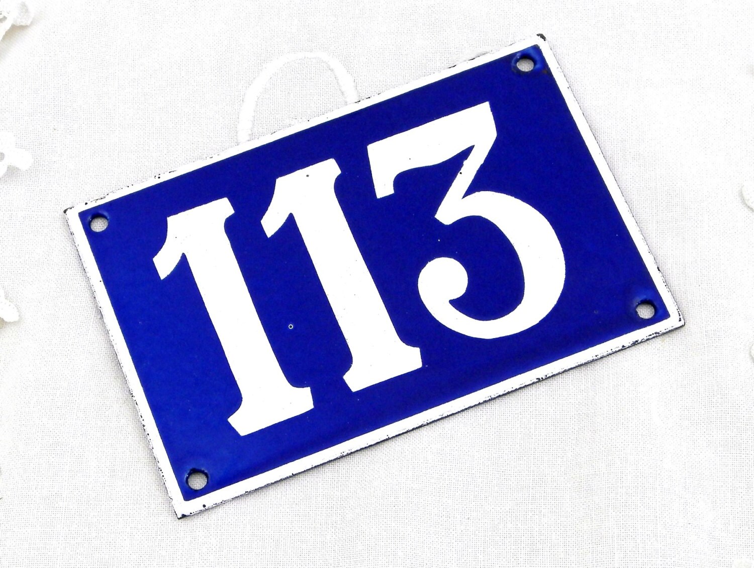 Vintage Traditional French Enamel House Number Plate Number 113 in Blue ...