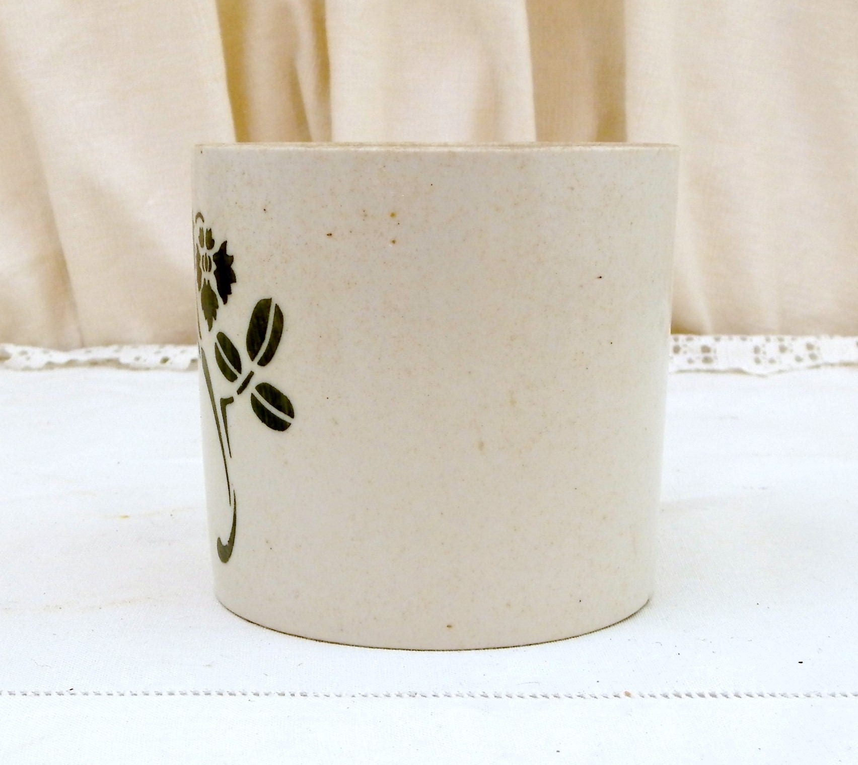 Antique French Pottery Salt Pot with Art Nouveau Stencil Pattern ...