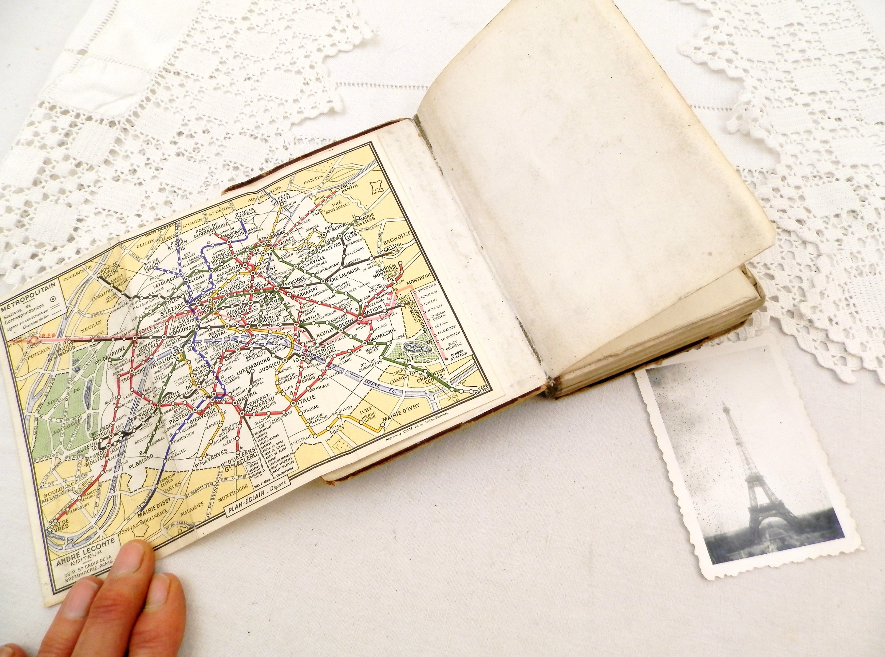 Vintage 1920s Guide Book Street Maps with Bus and Metro Routes of Paris ...