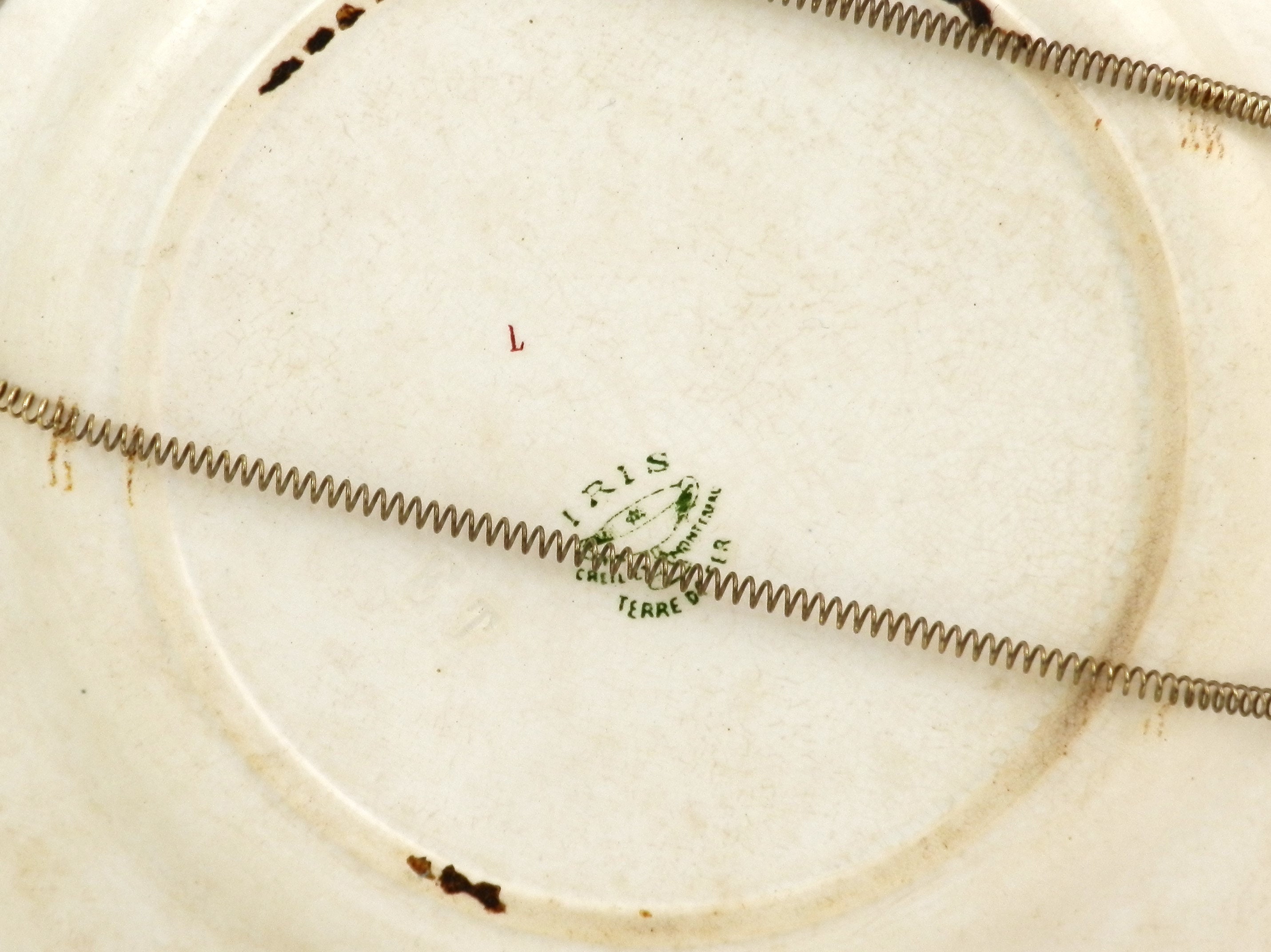 French Antique Ironware Ceramic Art Nouveau Plate by Creil et Montereau ...