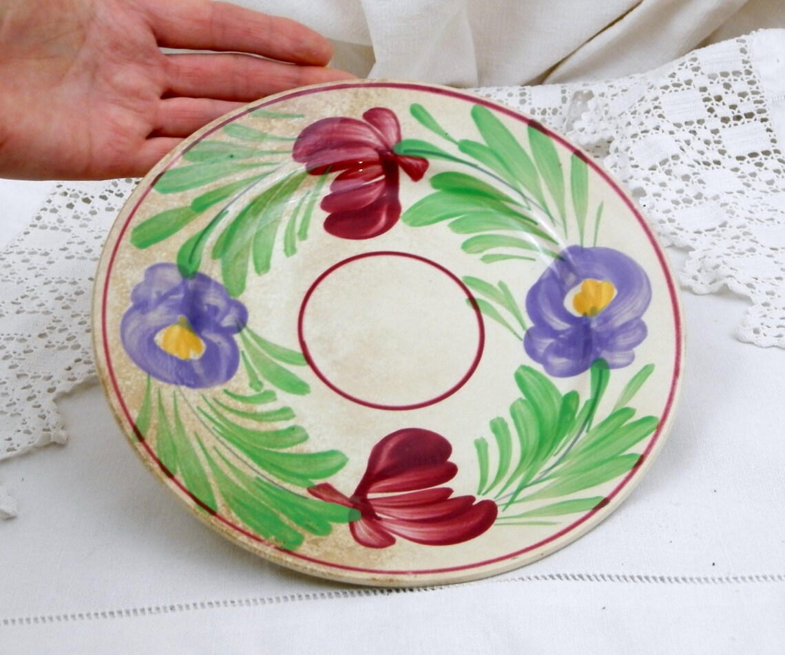Antique French Dessert Hand Painted Plate Ceramic Plate With Flower ...