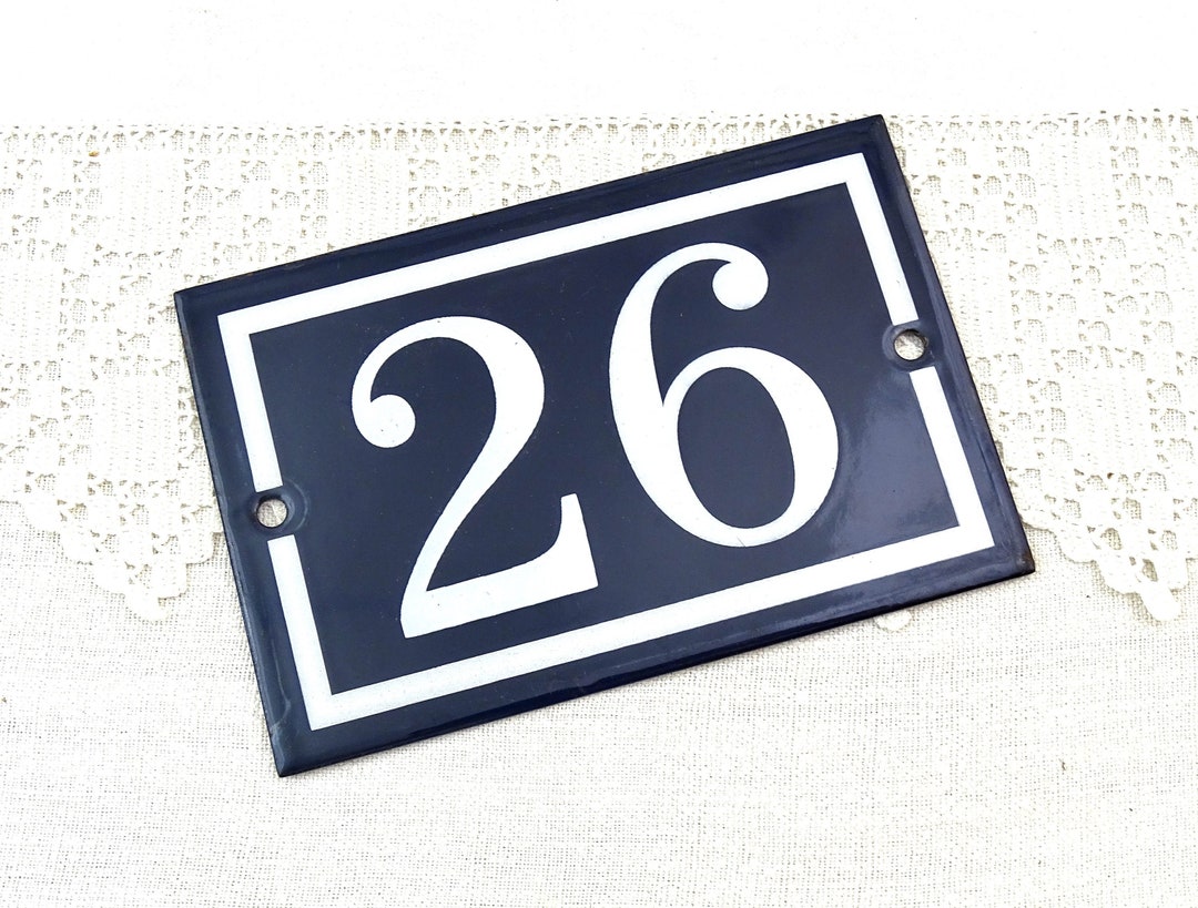 Vintage French Porcelain Enameled Metal House Sign in Blue and White ...