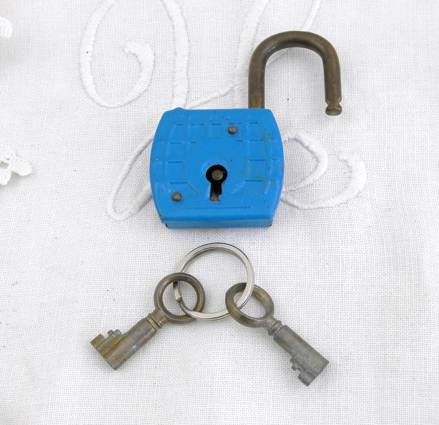 Vintage Working French Blue Padlock with 2 Working Key / Industrial ...