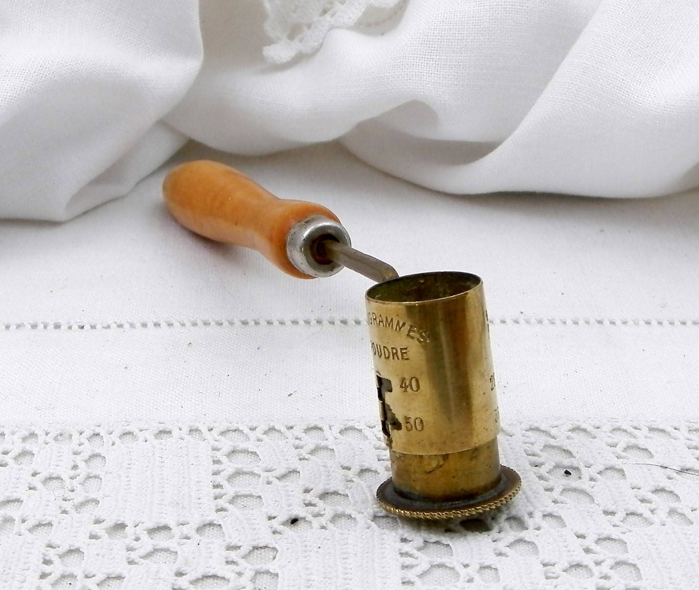 Antique French Brass Gunpowder and Lead Shot Measure in Grammes with ...