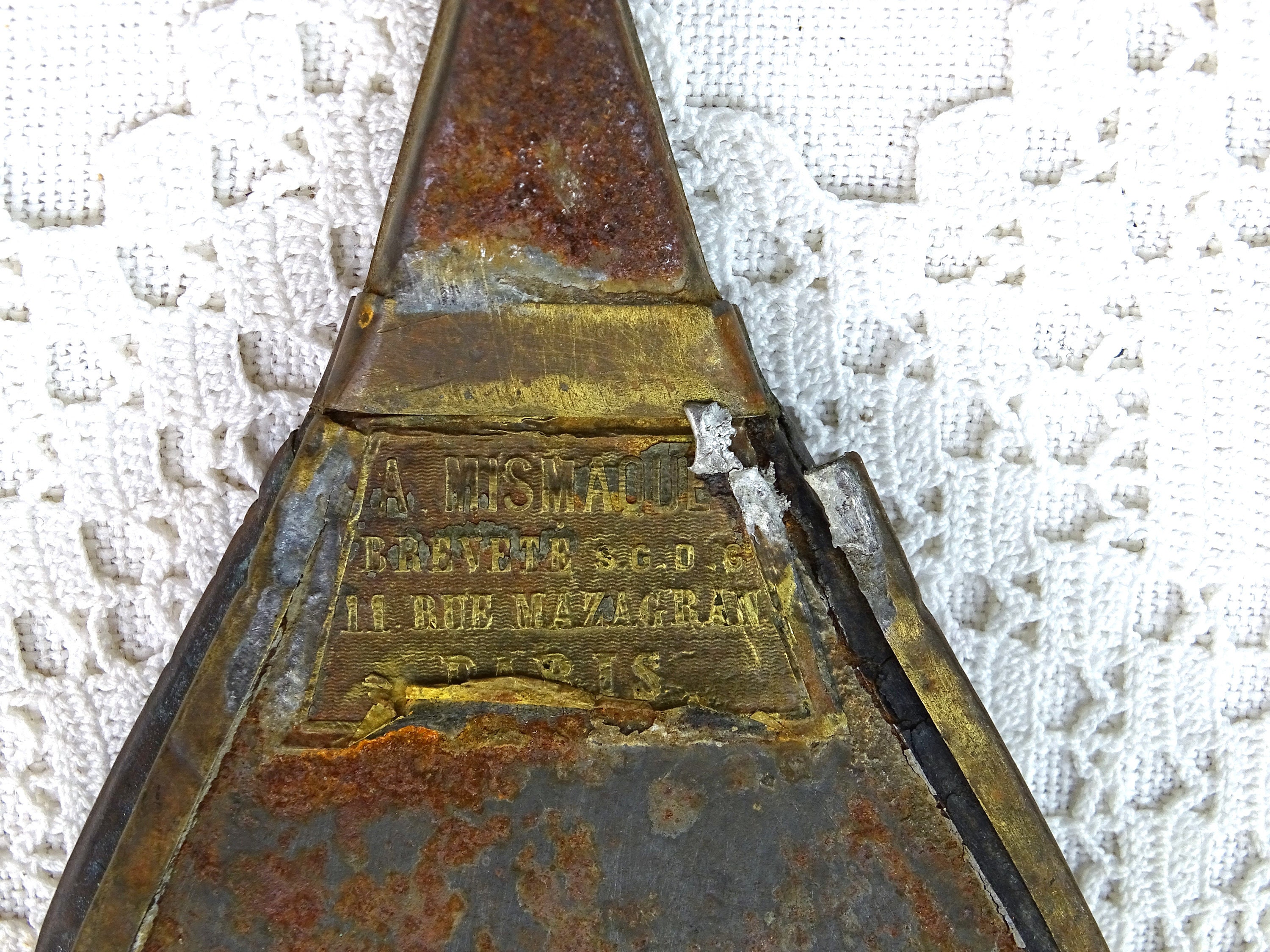 Small French 18th C Antique Metal Powder Bellows made by A Mismaque ...