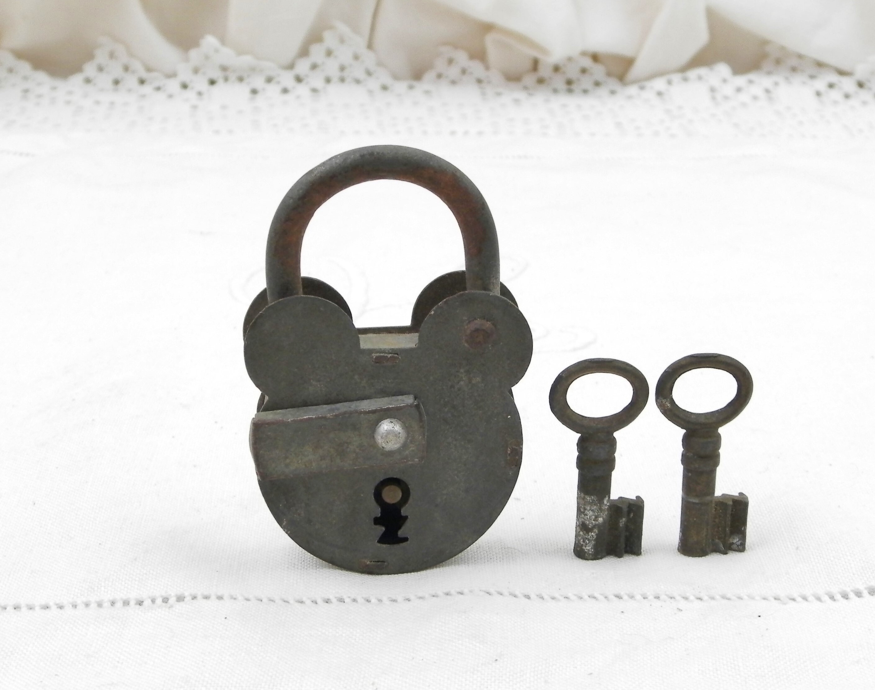 Antique Working French Zinc Metal Padlock with 2 Working Key, Retro ...