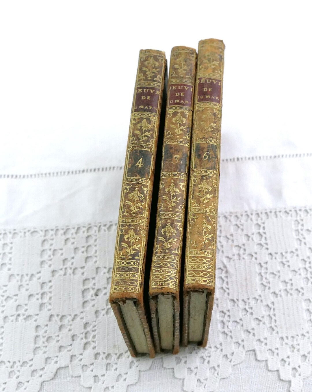 3 Antique 18th Century French Small Pocket Books Oeuvre De Du Marsais ...