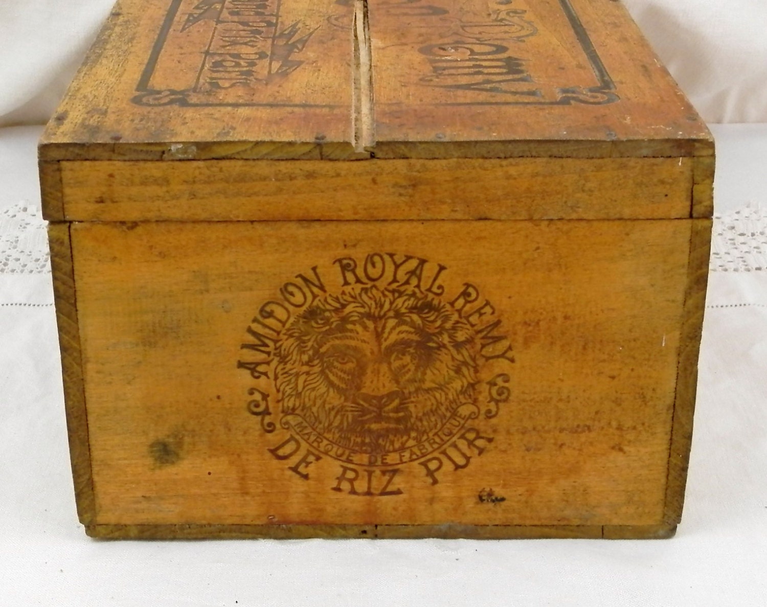 Large Antique French Wooden Rice Starch Amidon Remy Box, Retro Interior ...