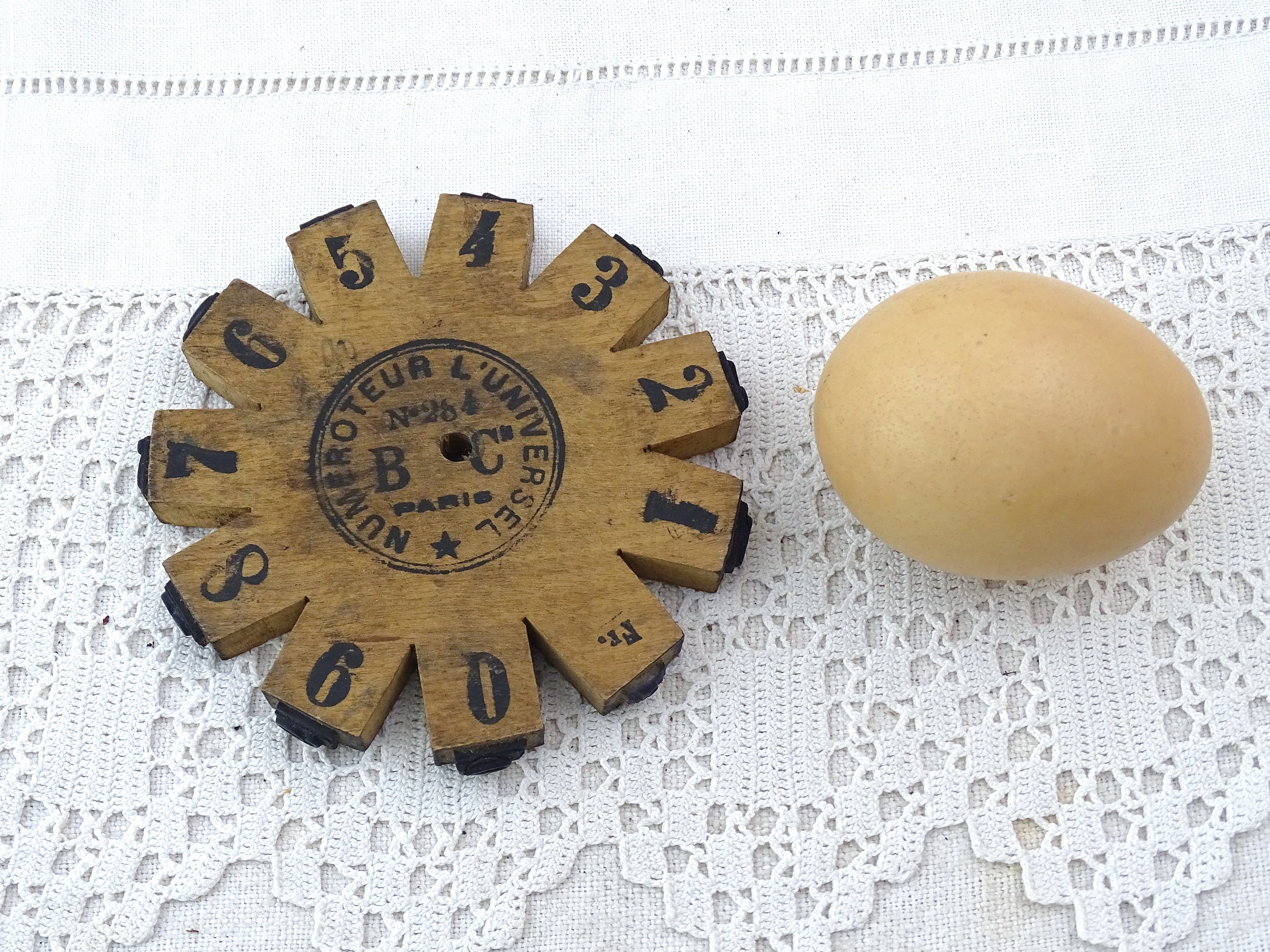 Antique French Round Number Printing Wheel made of Wood in Paris ...