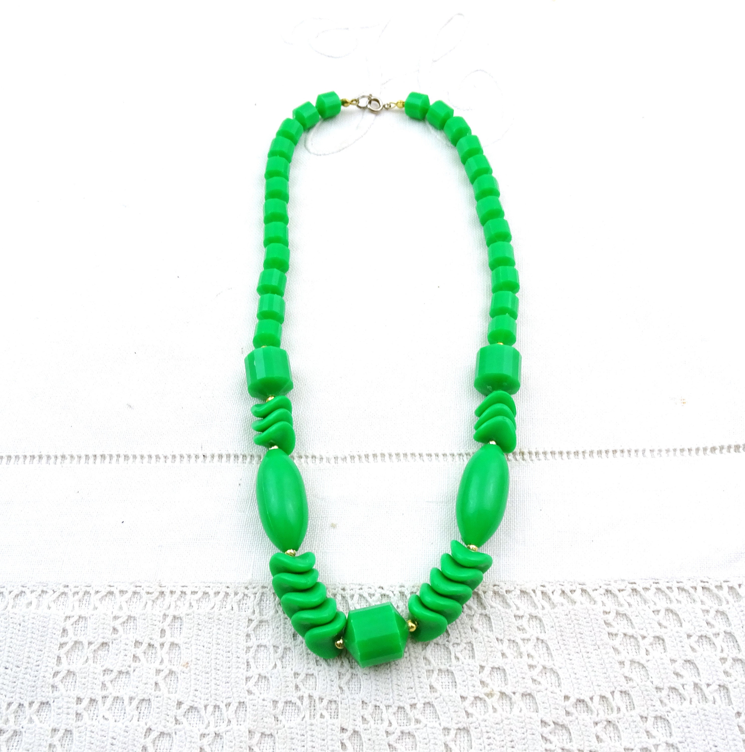 Vintage 1980s Postmodern Style Bright Green Plastic Necklace, Retro 80s ...