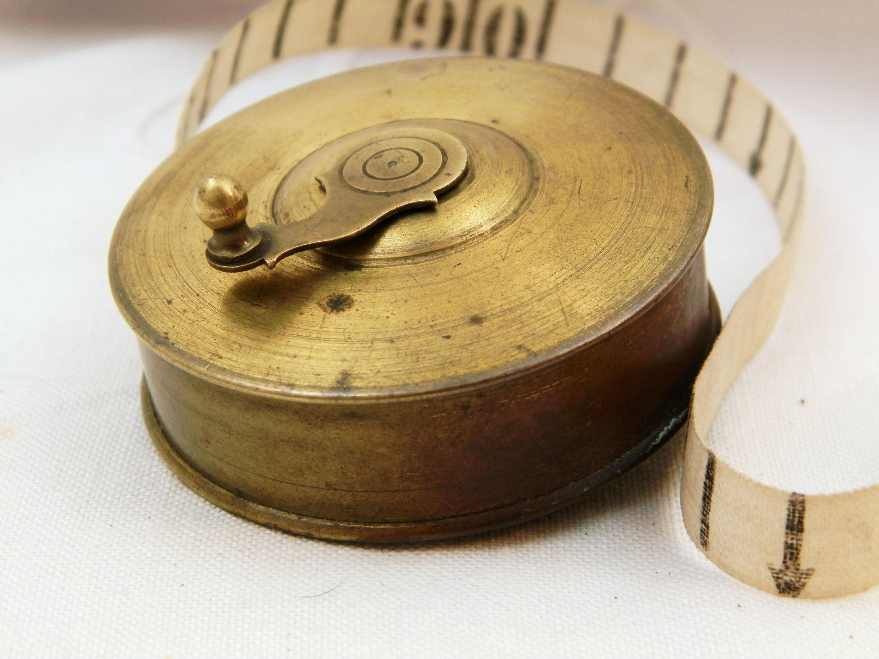 Antique 19 th French Century Brass 10 Meter Retractable Tape Measure ...
