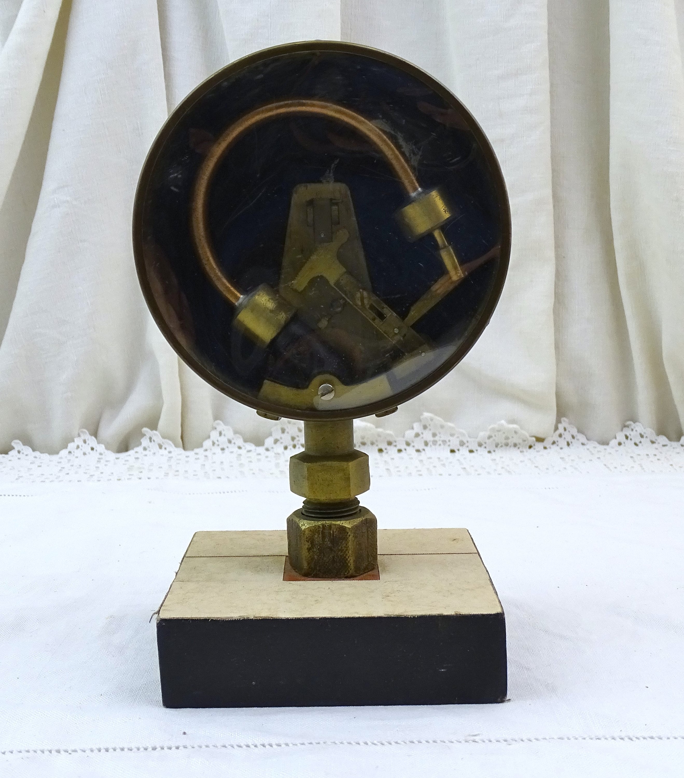 Large Antique French Manometer Dial with Transparent Backing in ...